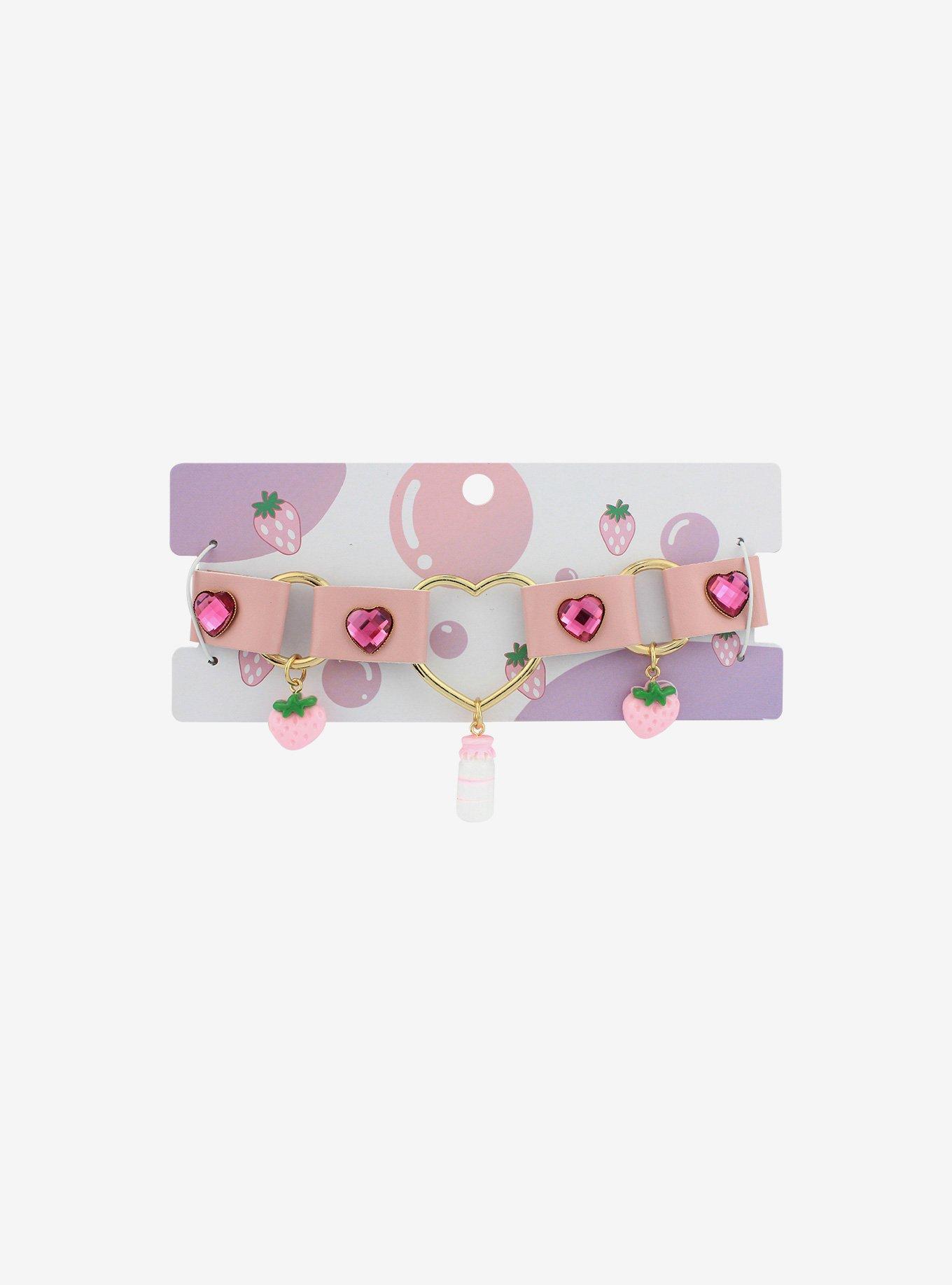 Pink Heart Strawberry Milk Choker | Hot Topic