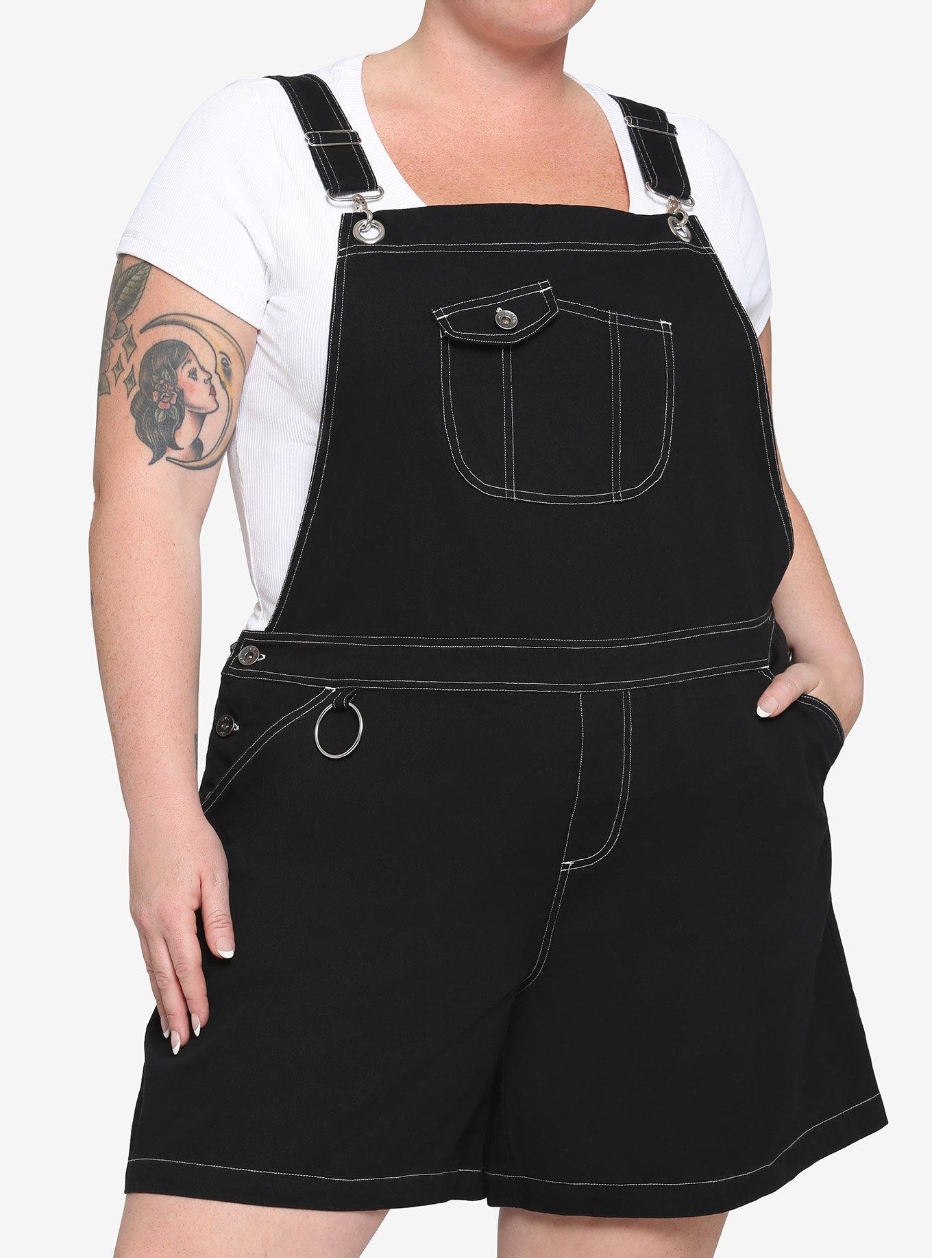 Black Contrast Stitch Shortalls | Hot Topic