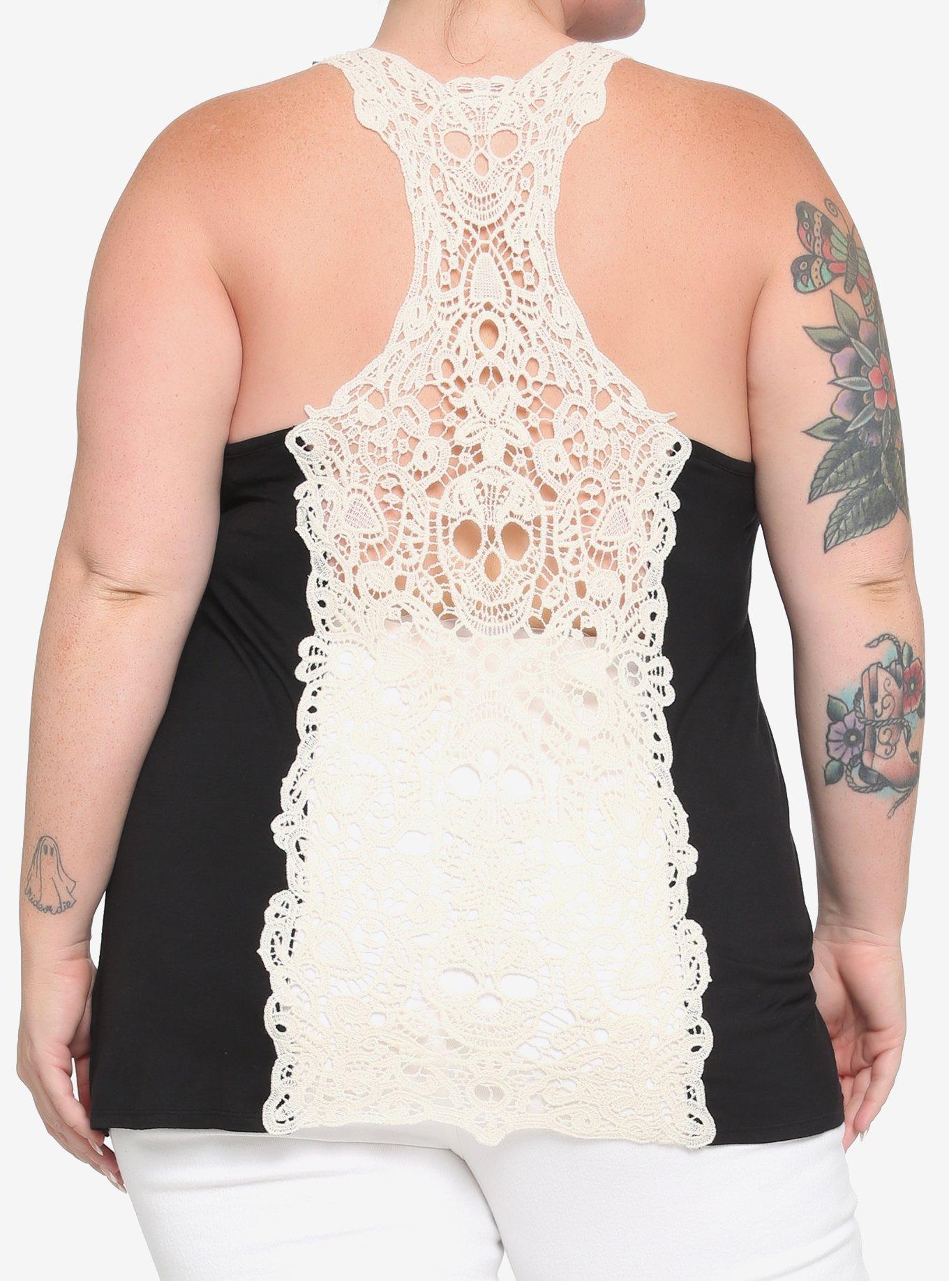 Black Skull Crochet Back Girls Tank Top Plus Size Hot Topic