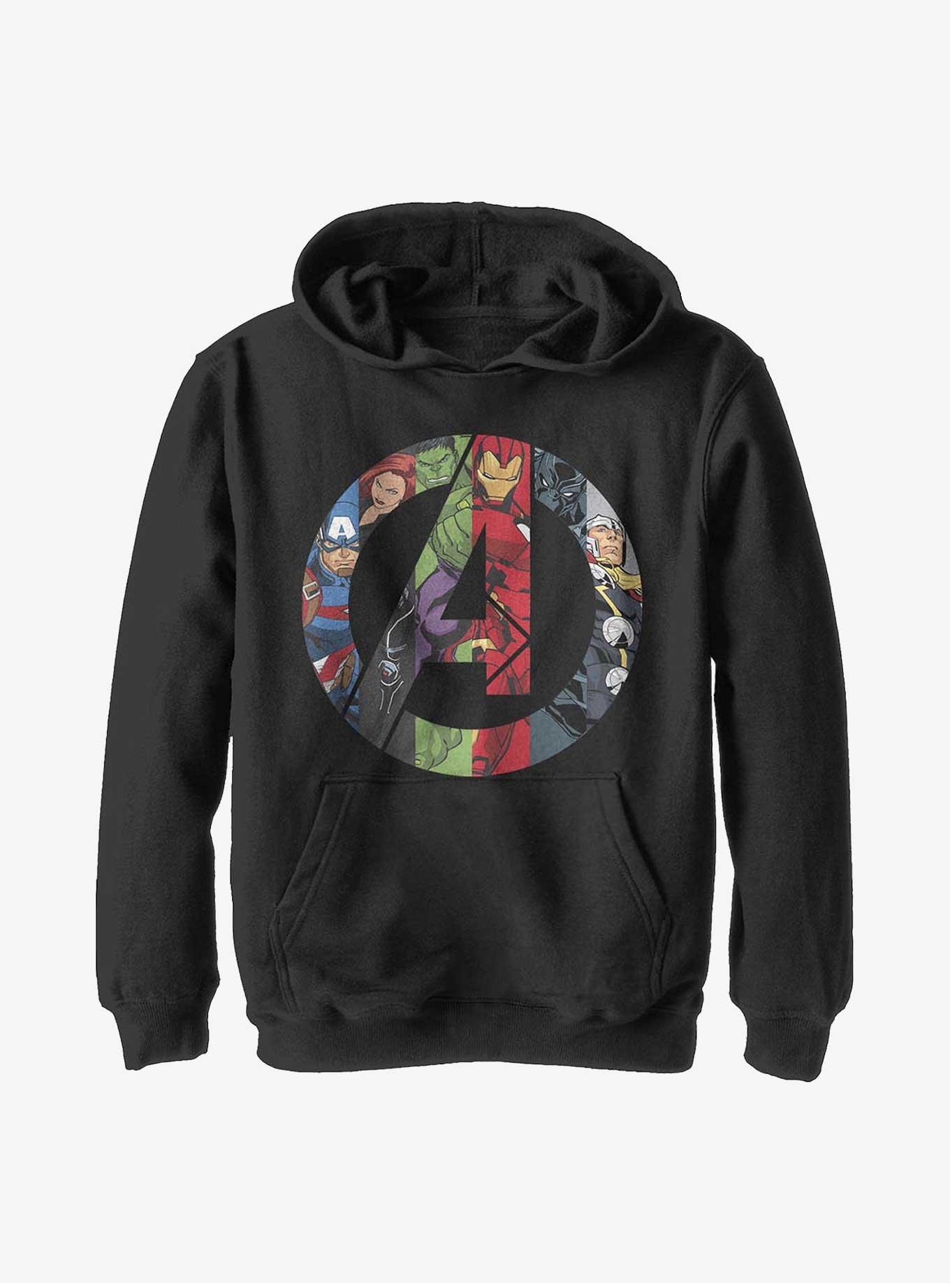 Marvel Avengers Heroes Icon Youth Hoodie - BLACK | BoxLunch