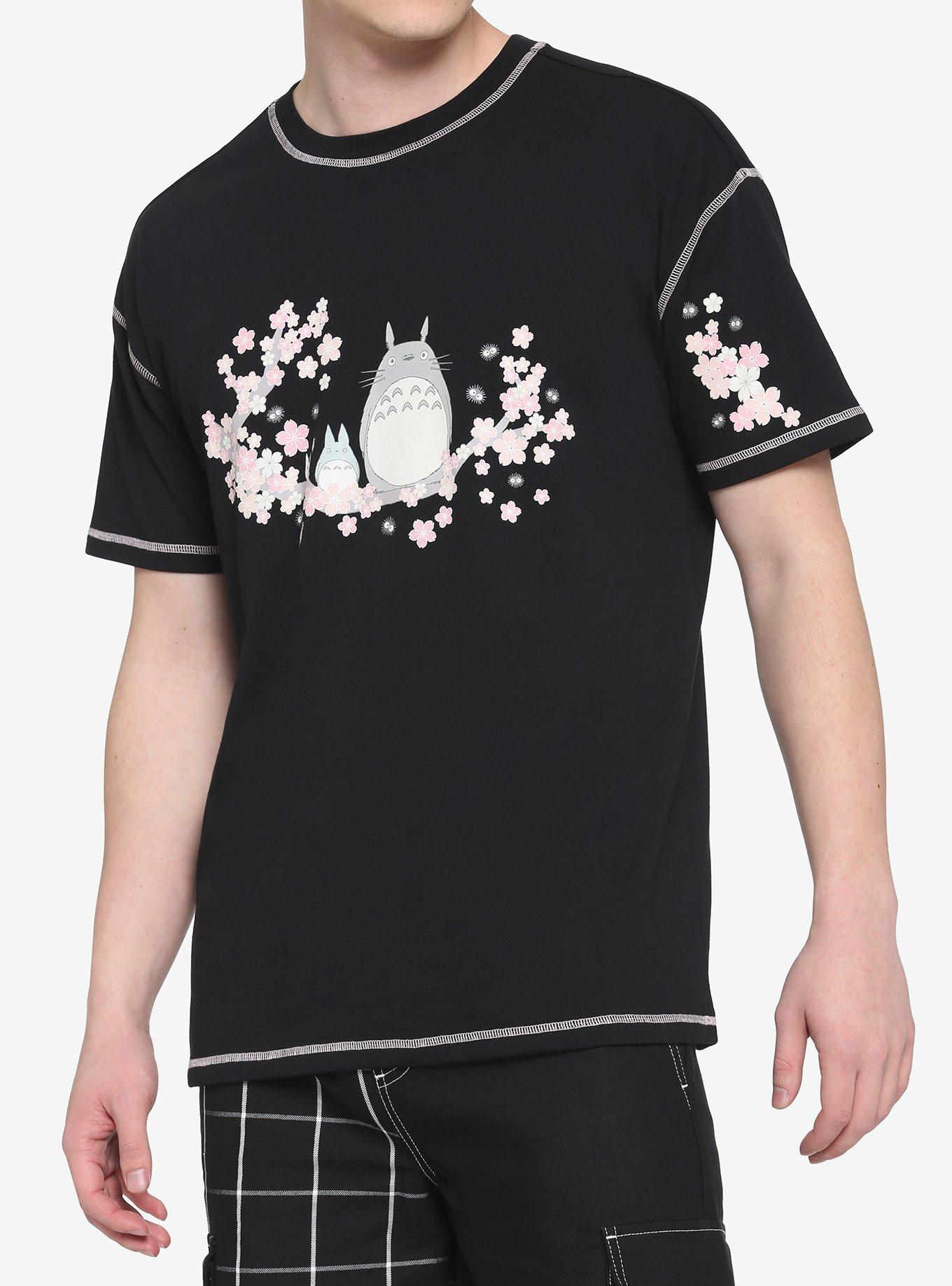 Studio Ghibli My Neighbor Totoro Cherry Blossom Contrast Stitch T-Shirt ...