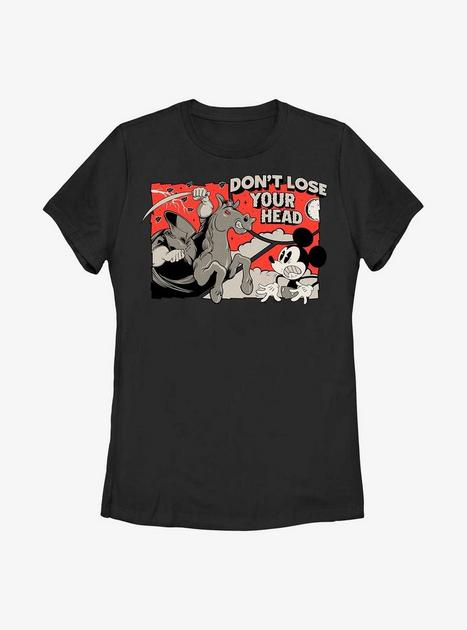 Disney Mickey Mouse And Headless Horseman Womens T-Shirt - BLACK | BoxLunch