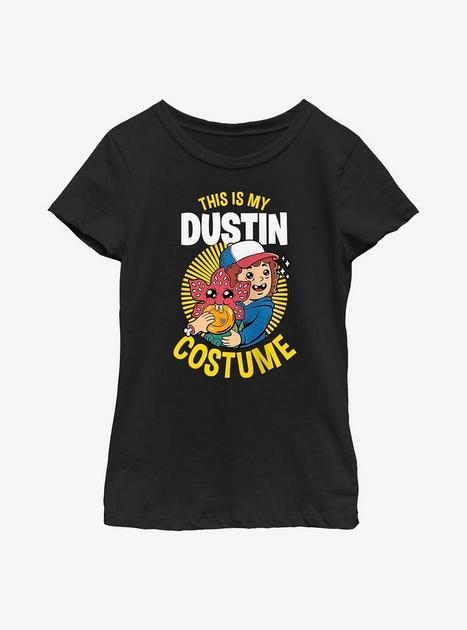 Stranger Things Dustin Costume Youth Girls T-Shirt - BLACK | BoxLunch