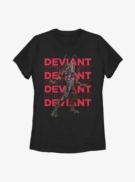 Marvel The Eternals Kro Deviant Repeating Womens T-Shirt - BLACK | BoxLunch