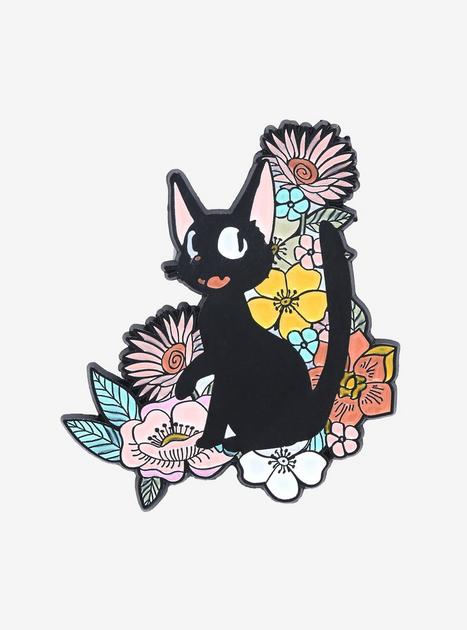 Studio Ghibli Kiki's Delivery Service Jiji Floral Enamel Pin - BoxLunch ...