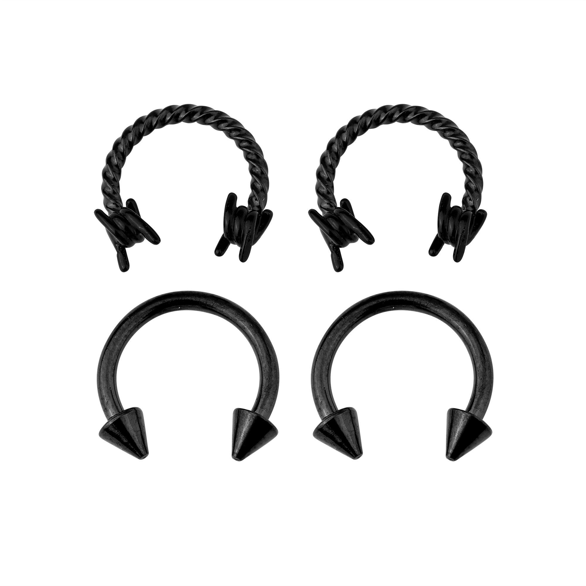Steel Matte Black Barb Wire Circular Barbell 4 Pack | Hot Topic