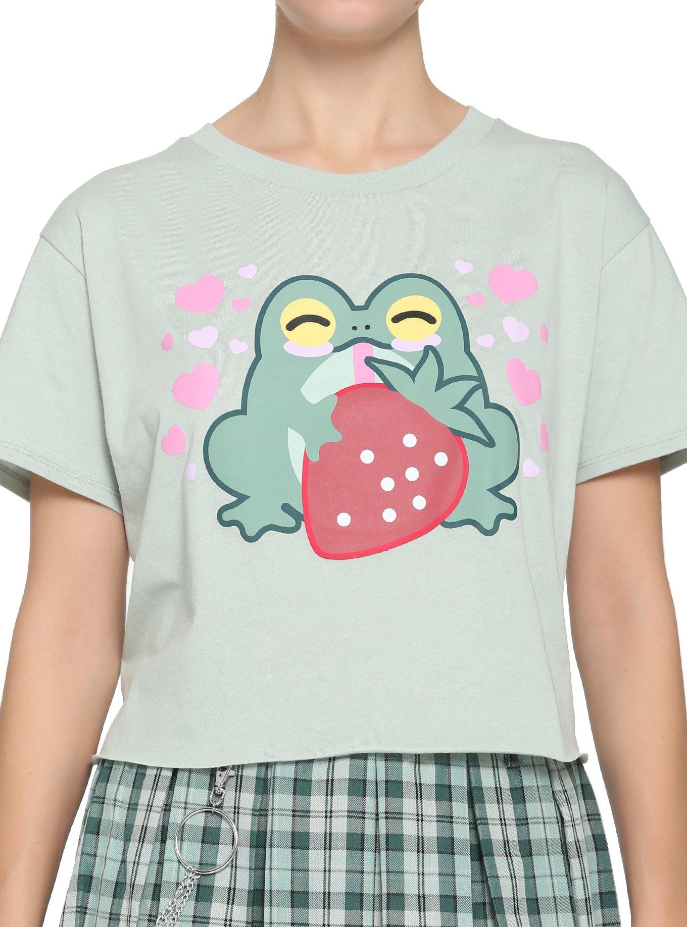 Frog & Strawberry Girls Crop T-Shirt | Hot Topic