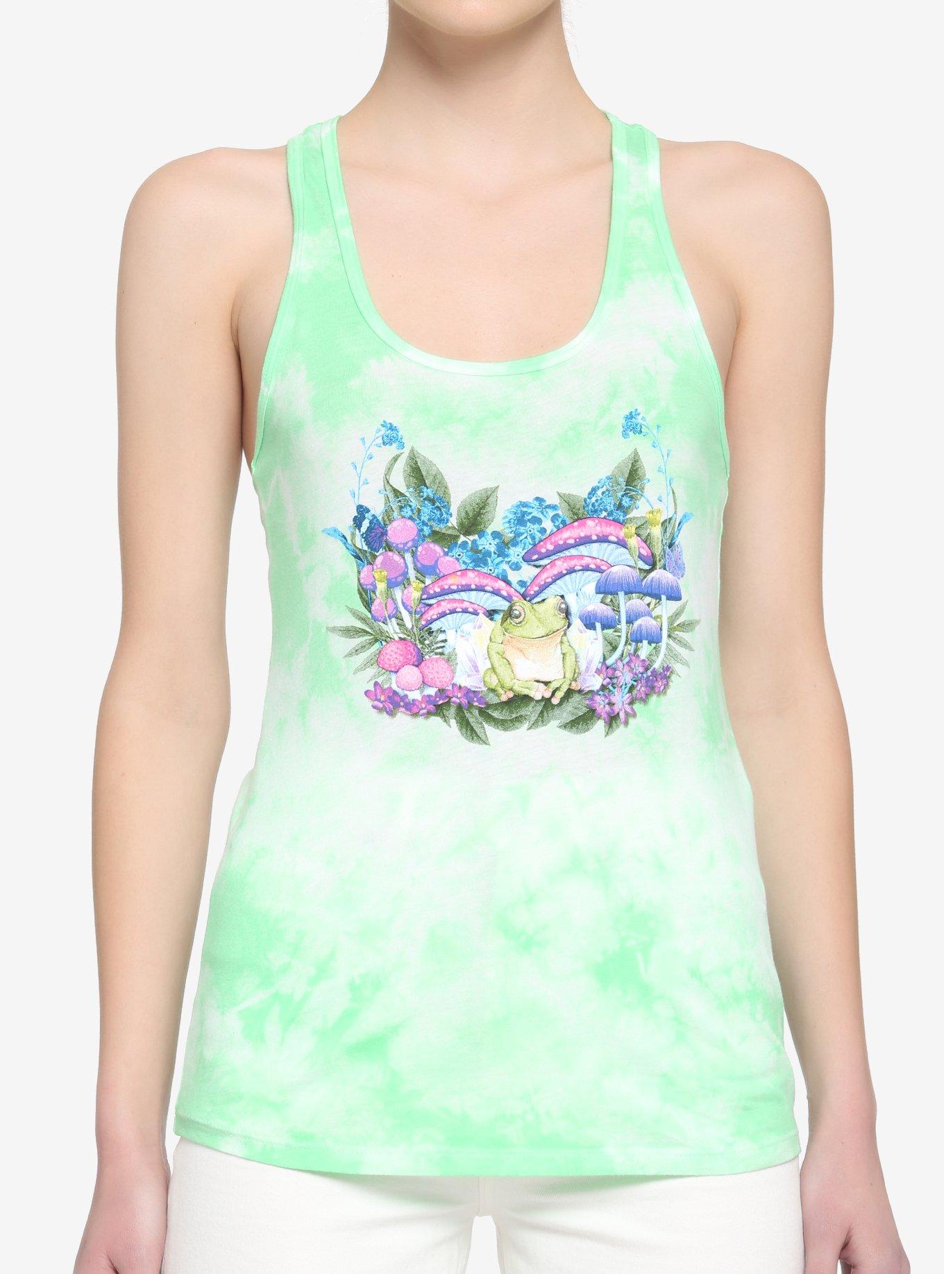 Frog & Mushroom Green Tie-Dye Girls Tank Top | Hot Topic