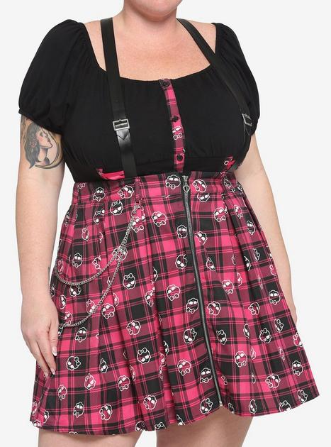 Monster High Plaid Skull Suspender Skirt Plus Size | Hot Topic