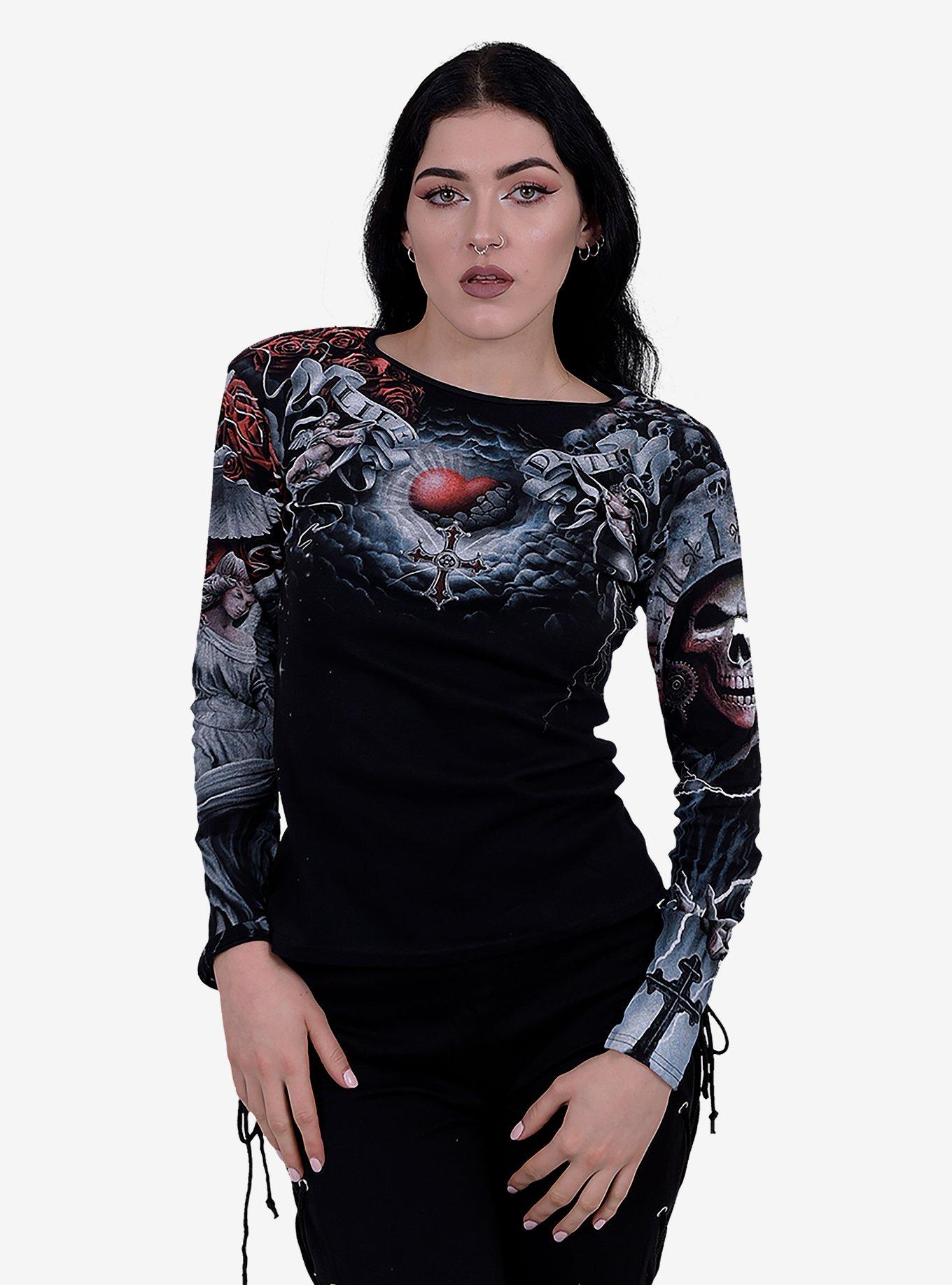 Life And Death Cross Allover Oversized Top | Hot Topic