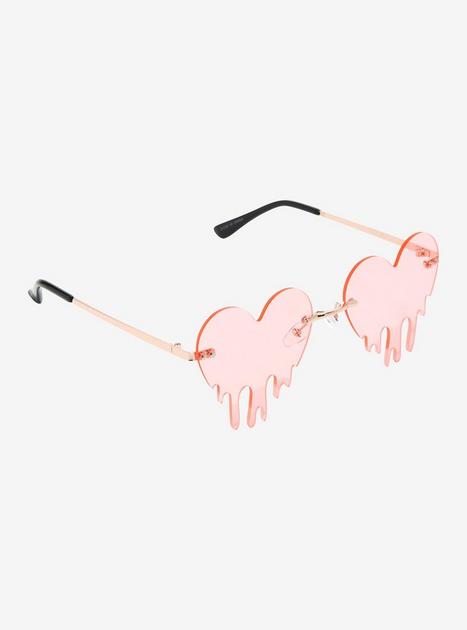 Pastel Pink Heart Drip Sunglasses | Hot Topic