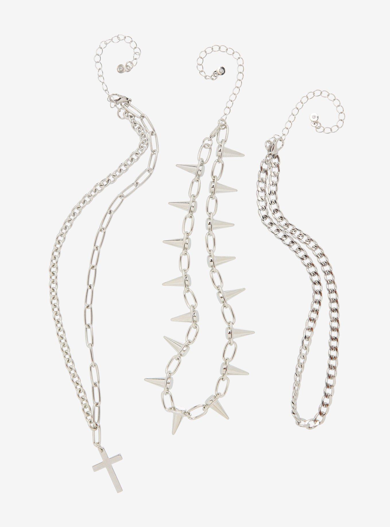 Cross Spikes Chain Necklace Set | Hot Topic