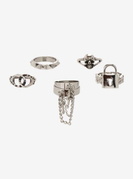Handcuff Padlock Layer Ring Set | Hot Topic