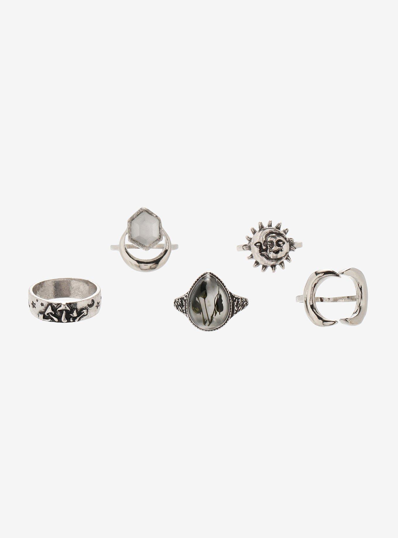 Dried Floral Celestial Statement Ring Set | Hot Topic