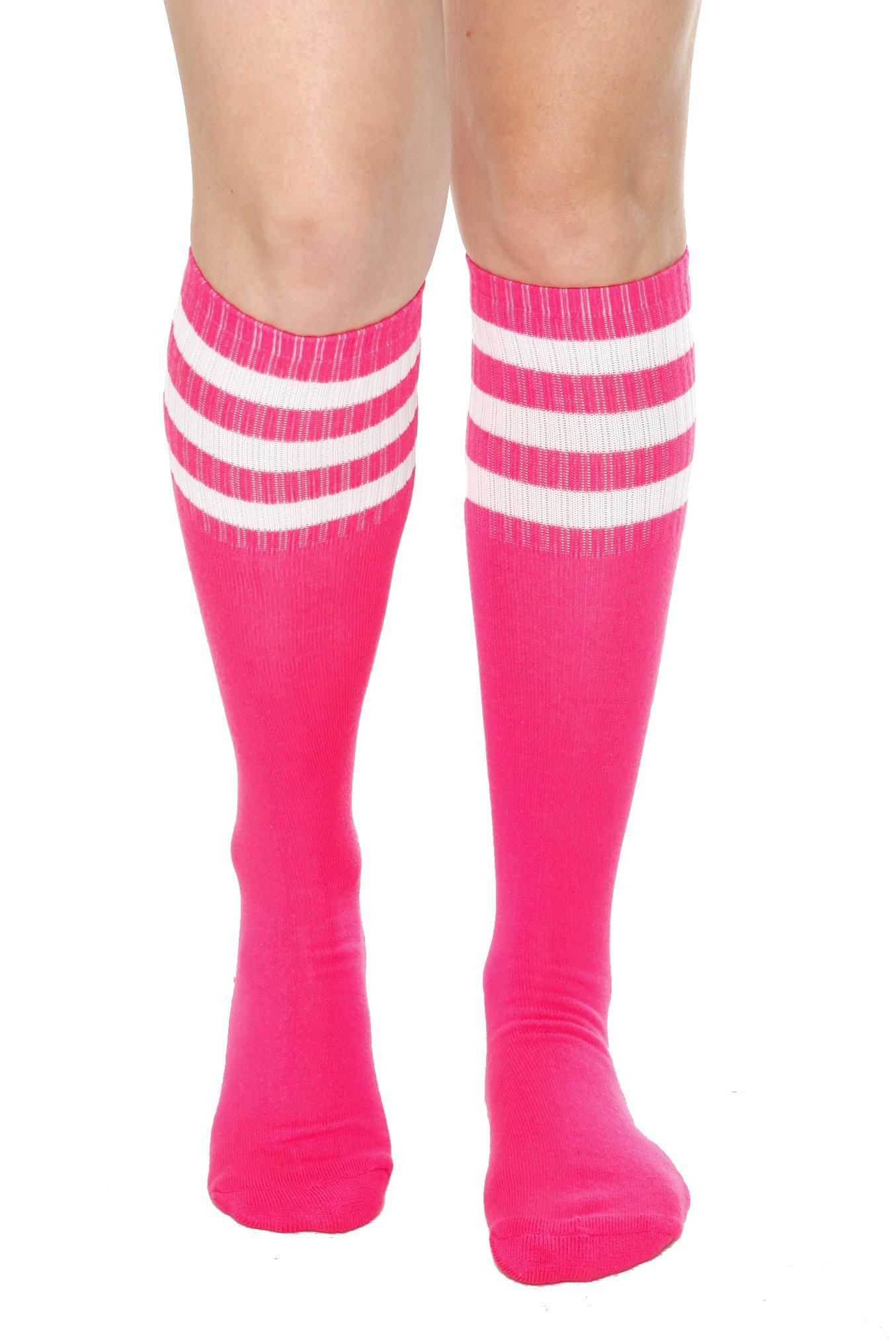 Hot Pink Knee-High Crew Socks | Hot Topic