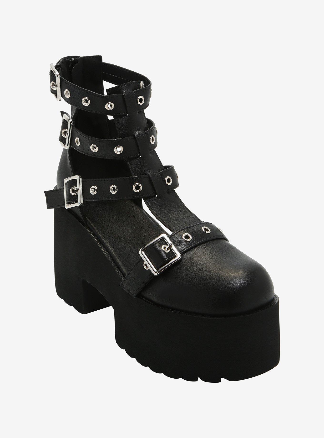 Black Multi Buckle Platform Sandals | Hot Topic