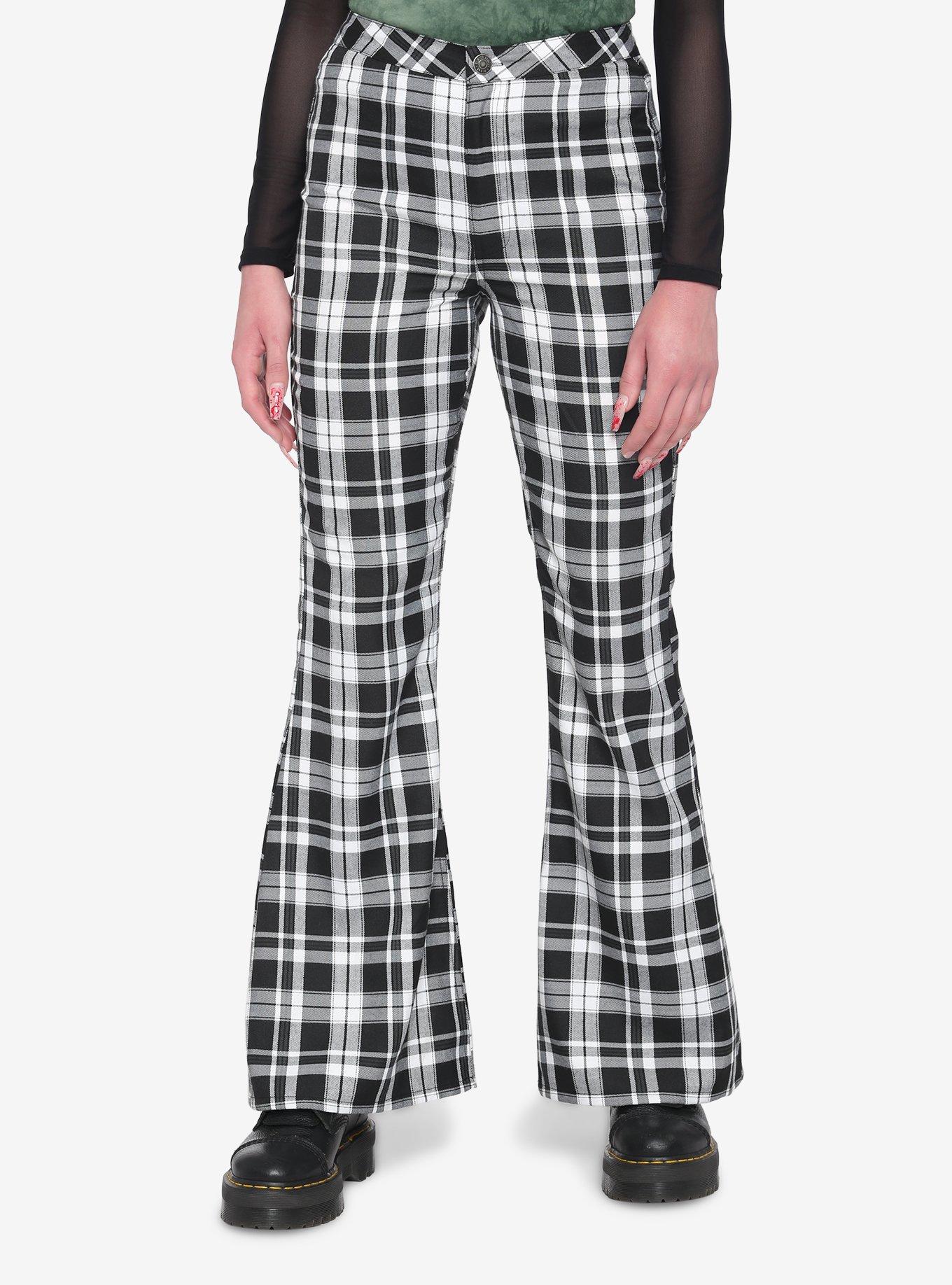 Black & White Plaid Girls Flare Pants | Hot Topic