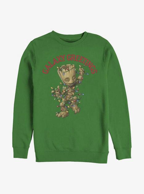 Marvel Galaxy Greetings Baby Groot Crew Sweatshirt - GREEN | Hot Topic