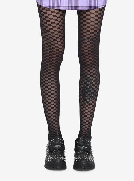 Black Checkered Tights | Hot Topic