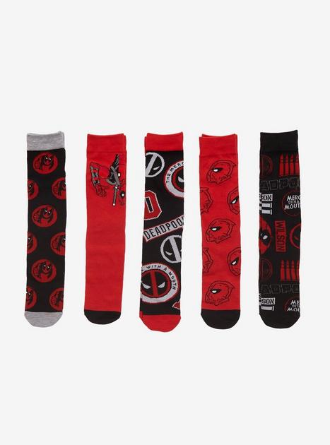 Marvel Deadpool Crew Socks 5 Pair | Hot Topic
