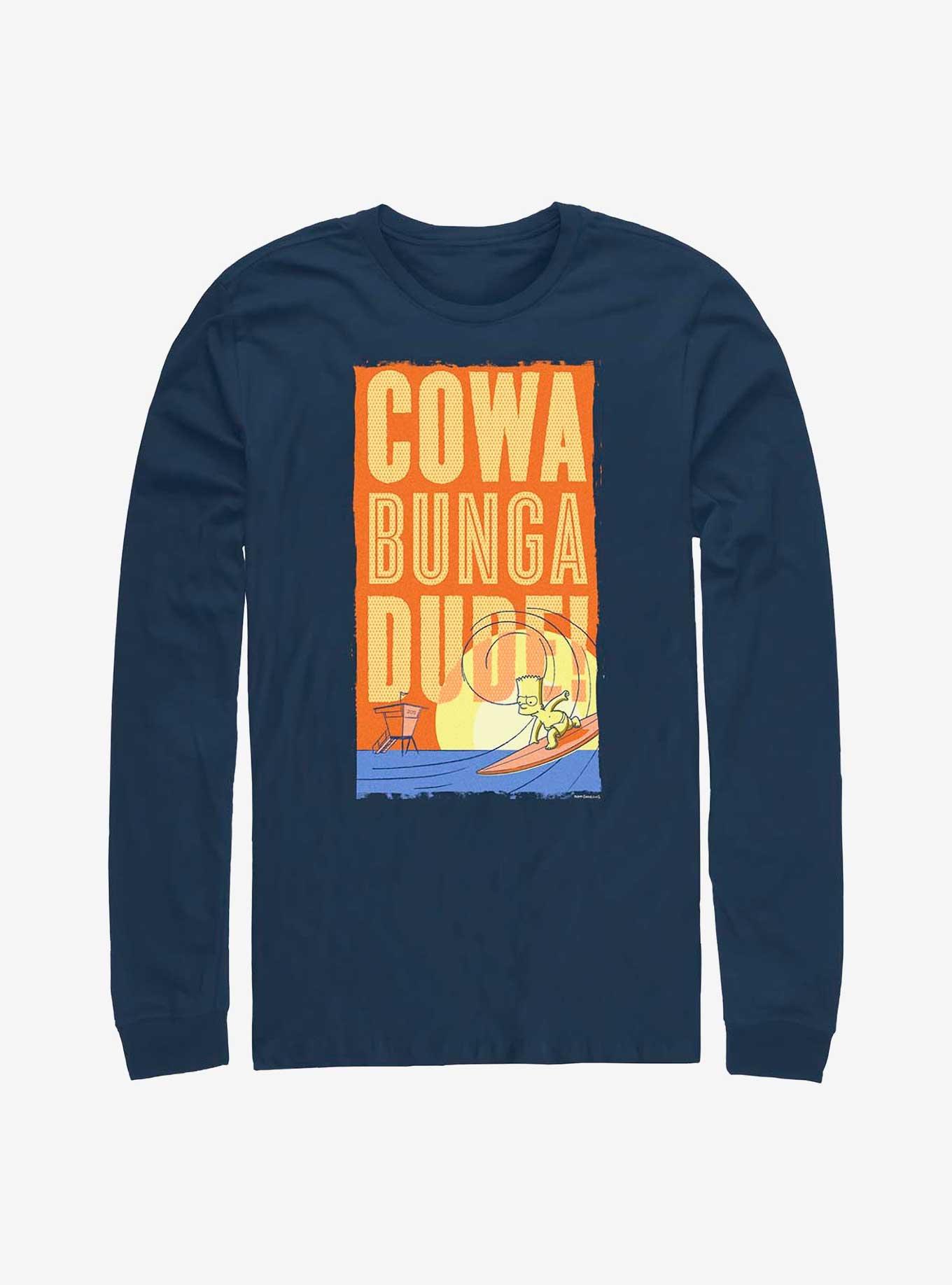 The Simpsons Cowabunga Dude Surfing Bart Long-Sleeve T-Shirt - BLUE ...