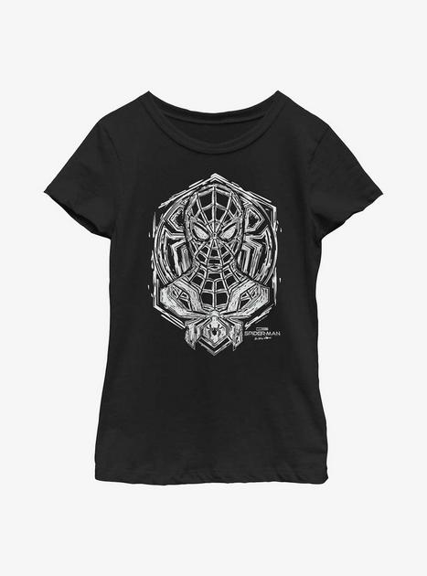 Marvel Spider Man No Way Home Spider Lines Youth Girls T Shirt Black