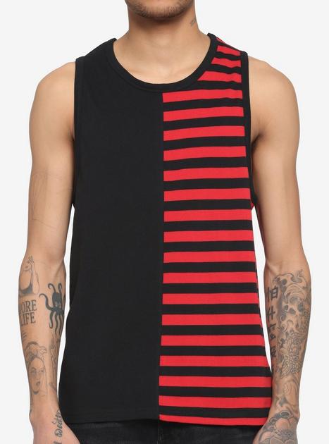Black & Red Stripe Split Tank Top | Hot Topic