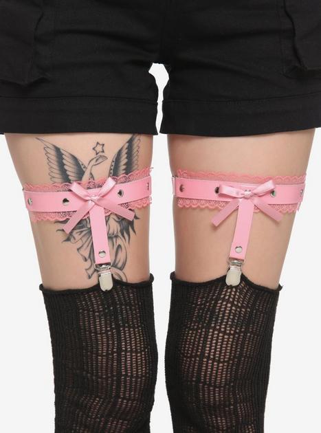 Pink Bow Lace Garter Set | Hot Topic