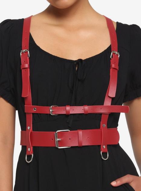 Red Double Buckle Harness | Hot Topic
