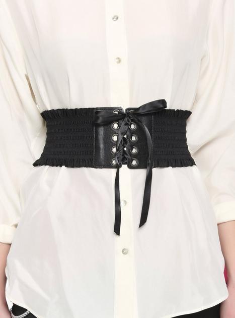 Black Ruffle Lace Up Corset Hot Topic