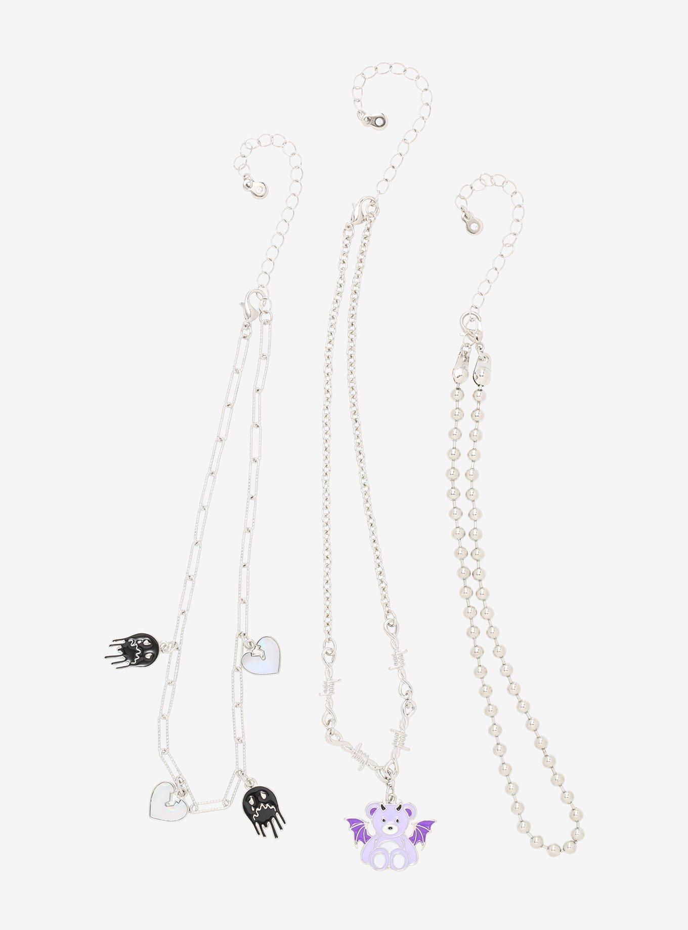 Barbed Wire Teddy Bear Necklace Set | Hot Topic