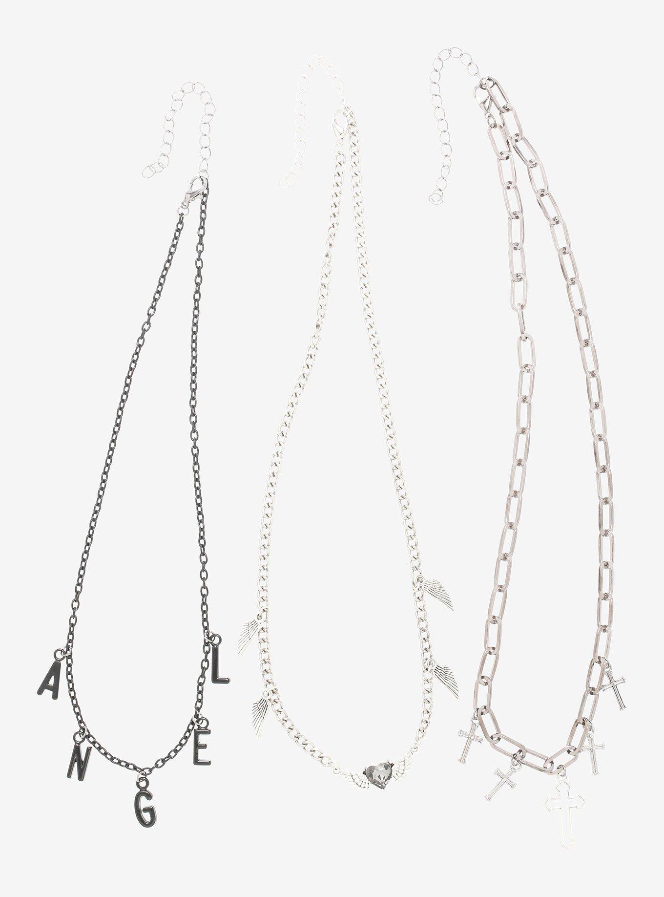 Angel Cross Chain Necklace Set | Hot Topic
