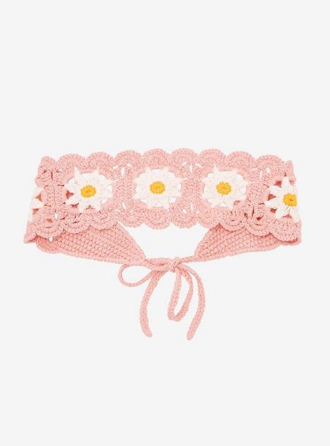 Pink Flower Crochet Headband | Hot Topic