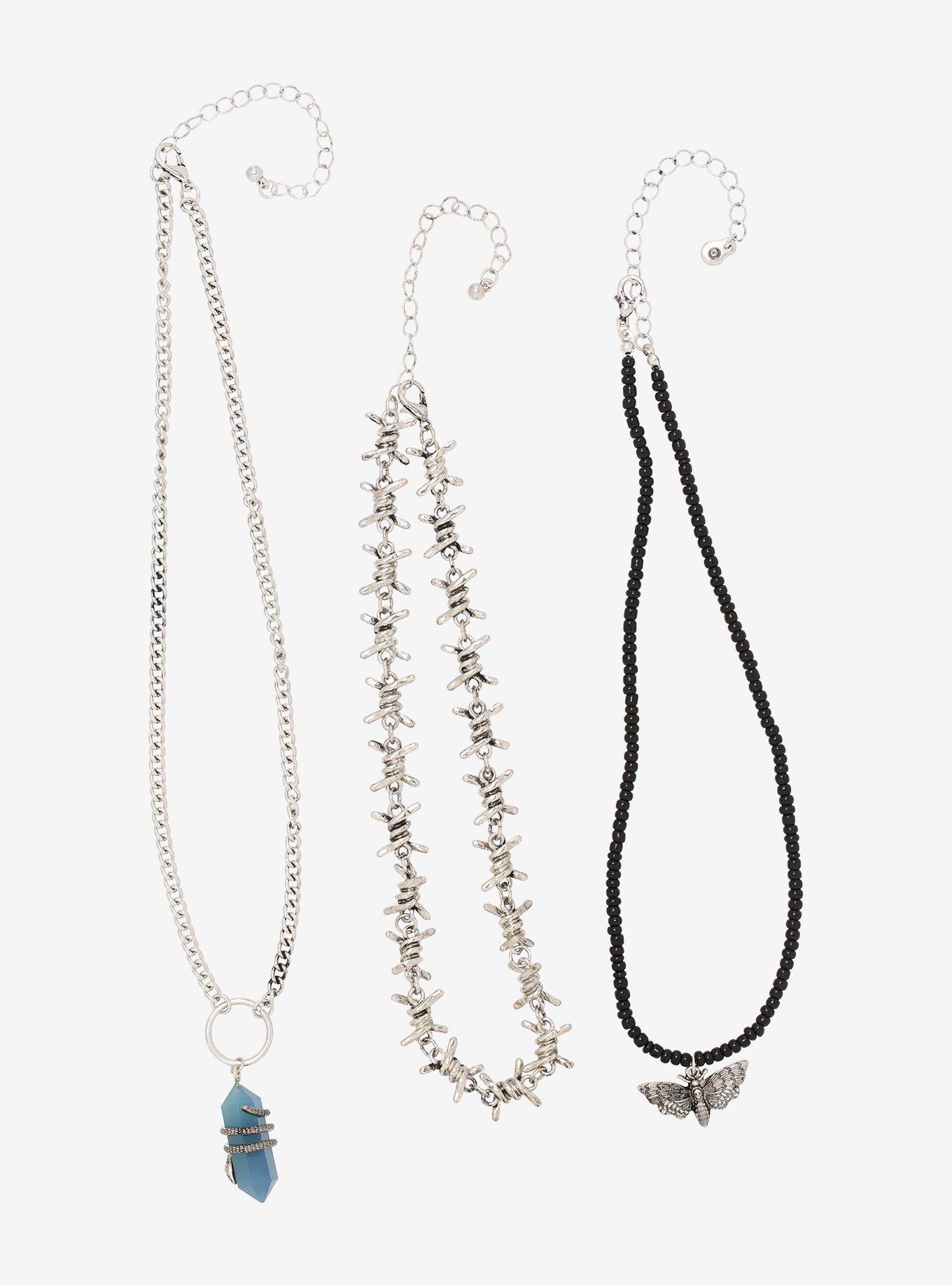 Moth Barbed Wire Crystal Necklace Set | Hot Topic