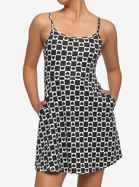 Black & White Checkered Heart Dress | Hot Topic