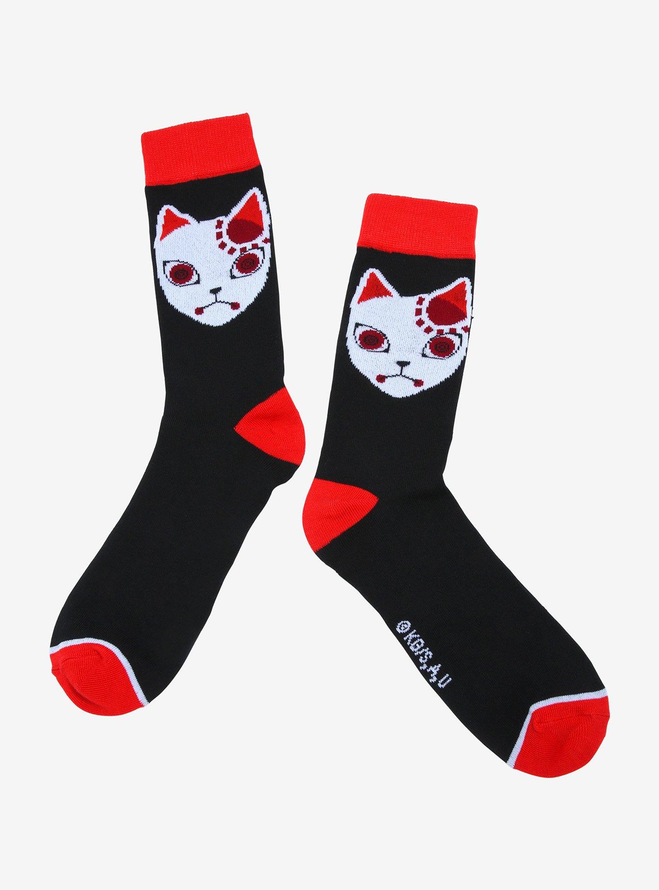 Demon Slayer: Kimetsu no Yaiba Tanjiro Kamado Warding Mask Crew Socks ...