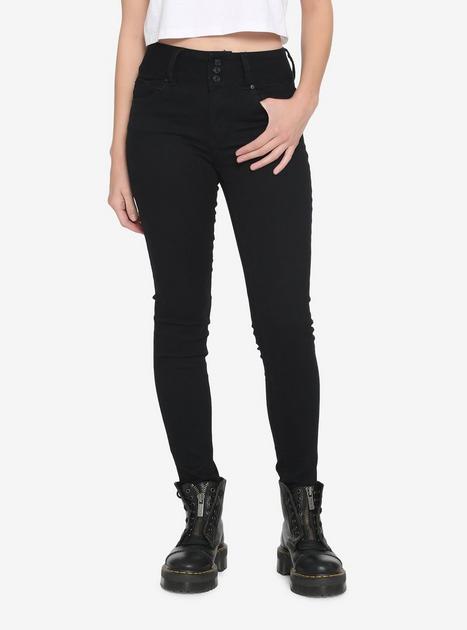 Black 3-Button Skinny Jeans | Hot Topic