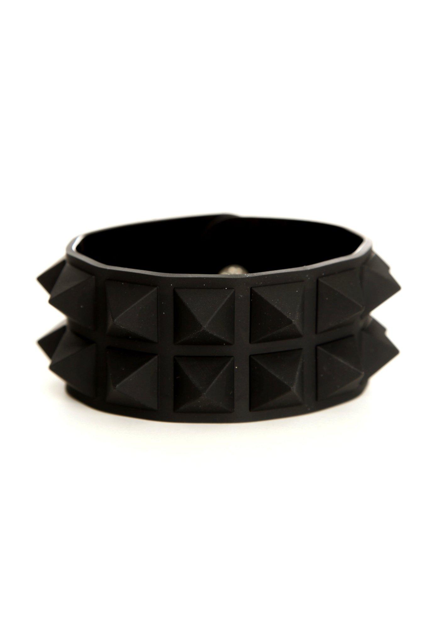 Black Rubber Pyramid Spike Wrist Cuff | Hot Topic