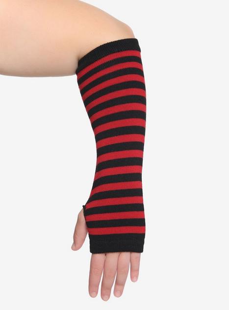 Red & Black Stripe Arm Warmers Plus Size | Hot Topic