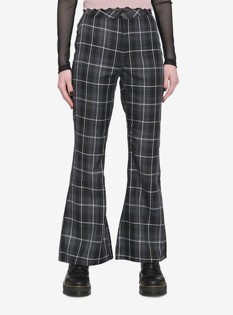 Grey Plaid Girls Flare Pants | Hot Topic