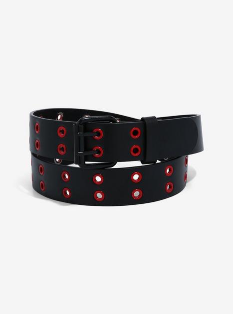 Black & Red Grommet Belt | Hot Topic