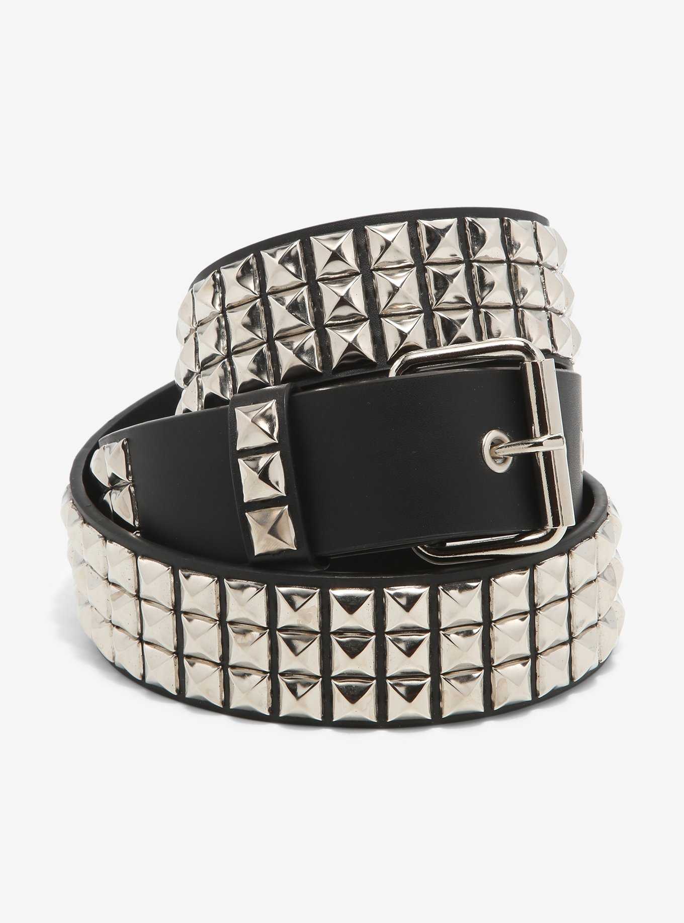 Three Row Pyramid Stud Belt Plus Size | Hot Topic