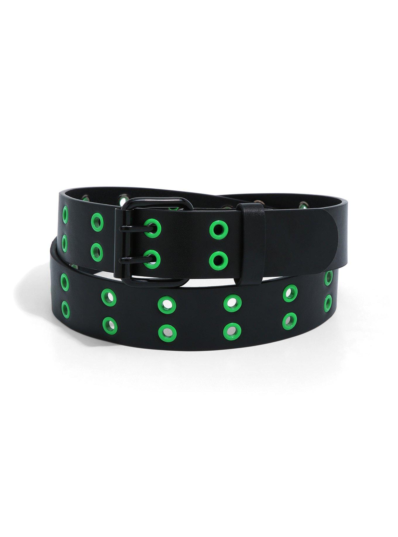 Black & Green Grommet Belt | Hot Topic