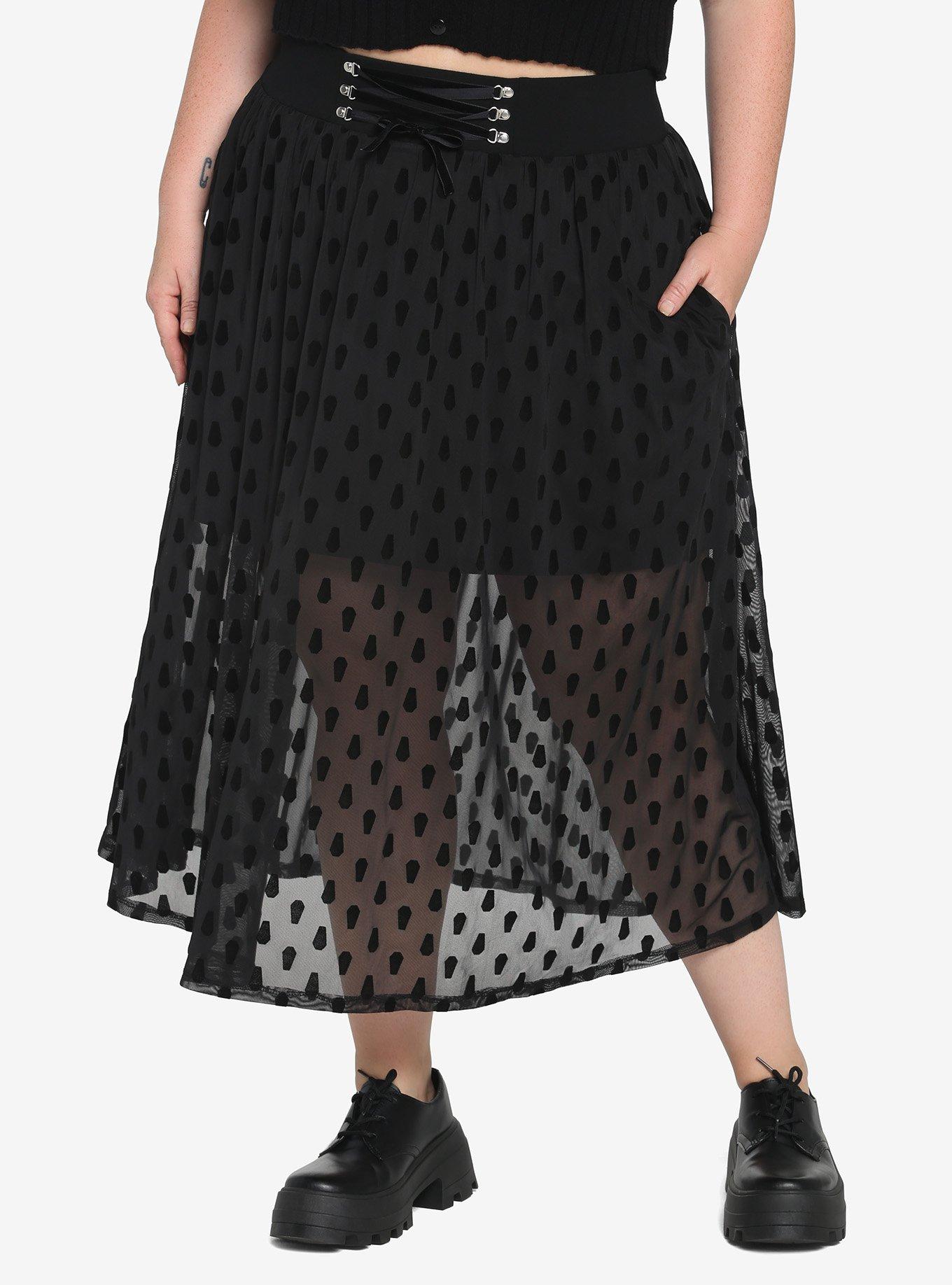 Black Coffins Mesh Maxi Skirt Plus Size | Hot Topic