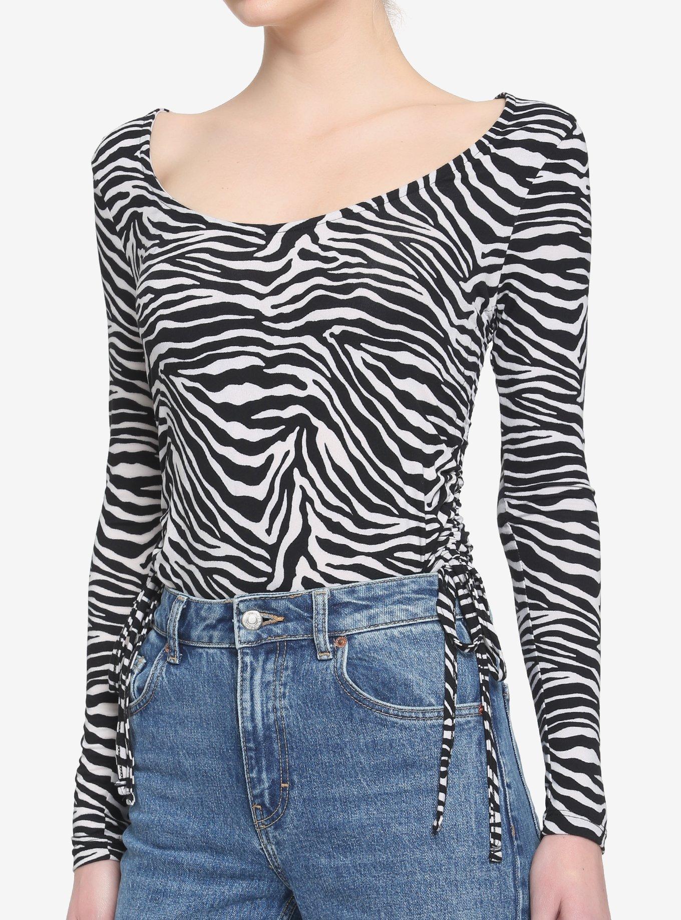 Zebra Print Long-Sleeve Body Suit | Hot Topic
