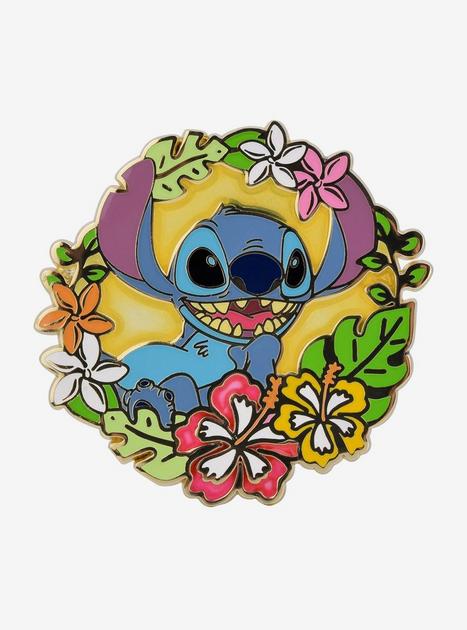 Disney Lilo & Stitch Floral Circle Stitch Portrait Enamel Pin ...