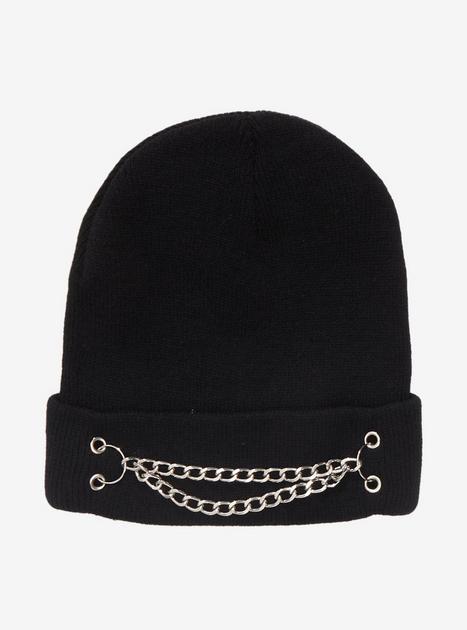 Silver Chain Pierced Beanie | Hot Topic