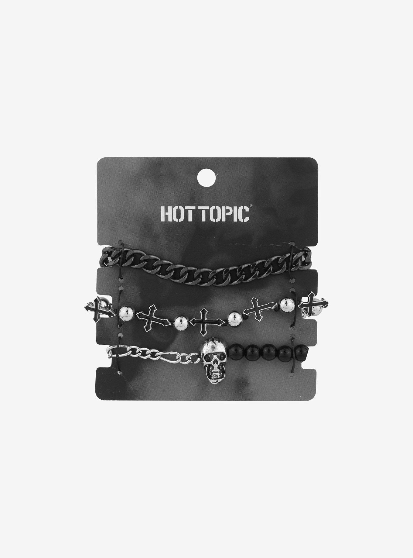 Skull Cross Chain Bracelet Set | Hot Topic