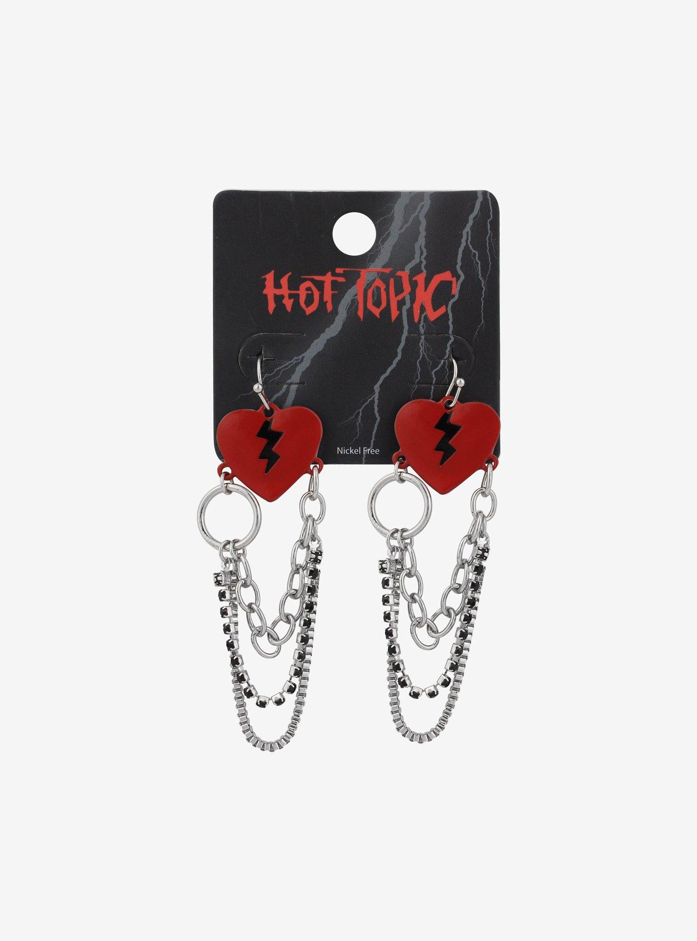 Broken Heart Multi Chain Drop Earrings | Hot Topic