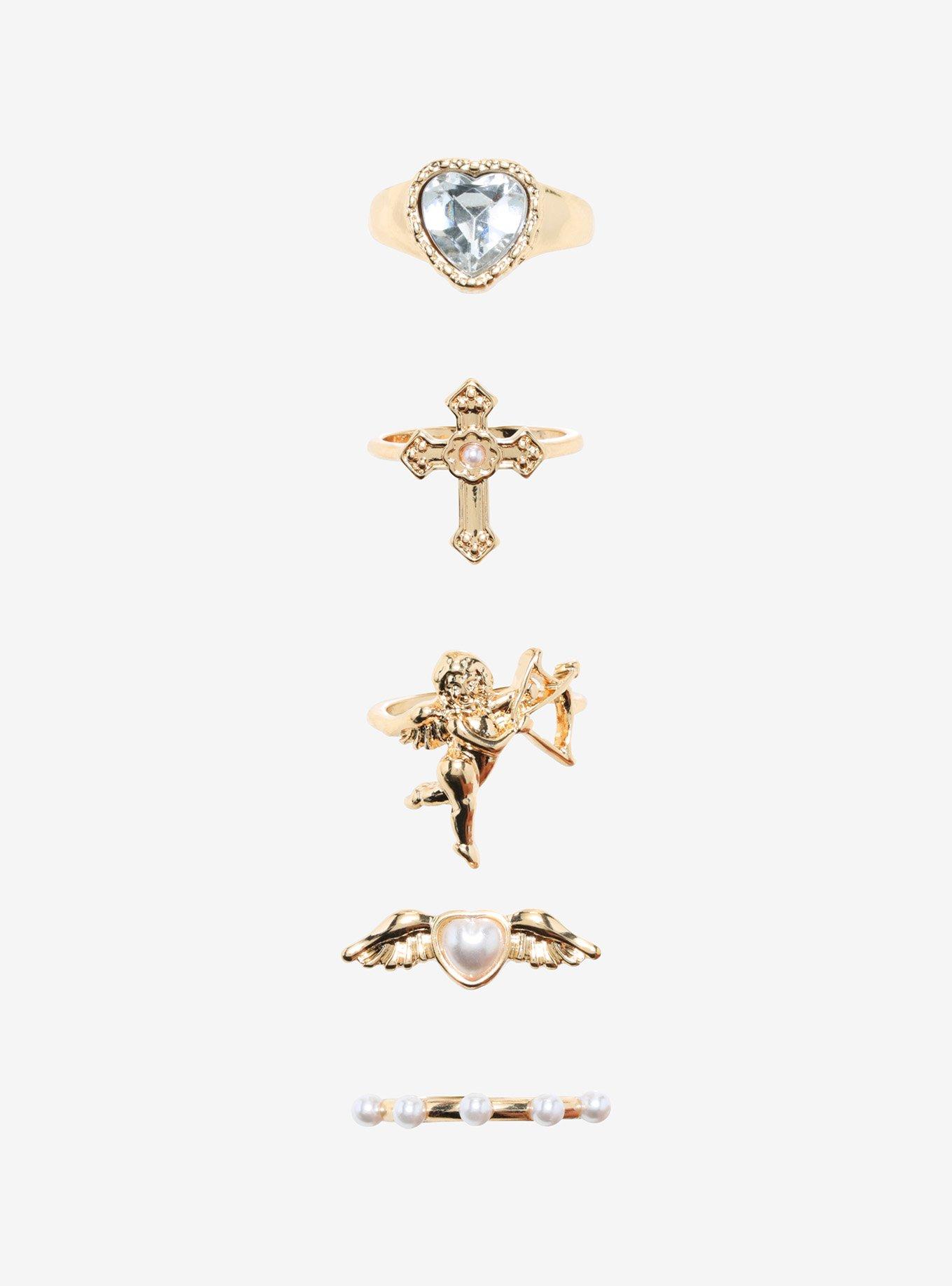 Angel Heart Cross Ring Set | Hot Topic